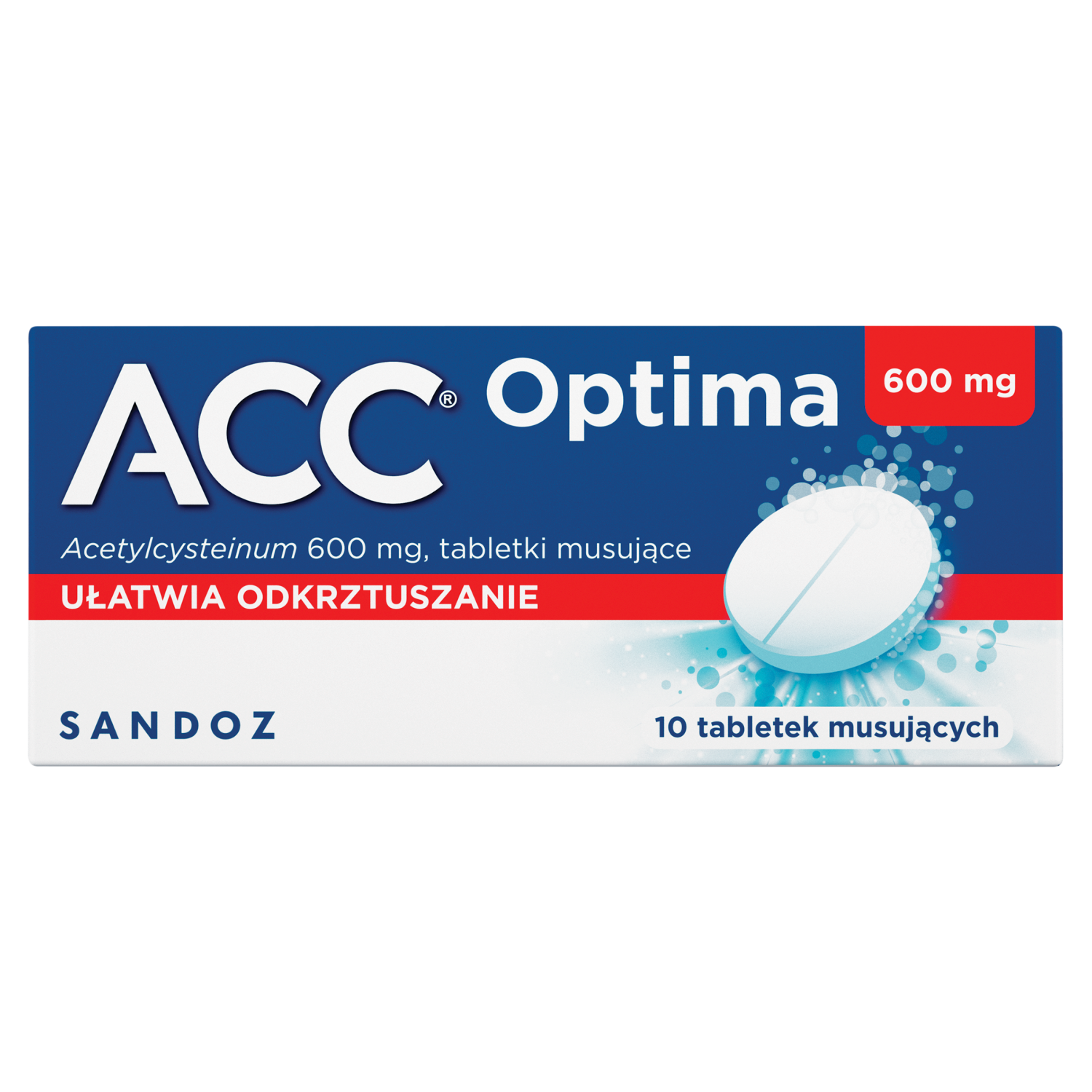 Acc Optima tabletki musujące, 600 ml acetylocysteiny, 10 tabl./1 opak ...